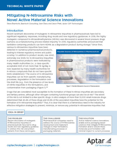 Nitrosamines Knowledge Center - Aptar CSP Technologies